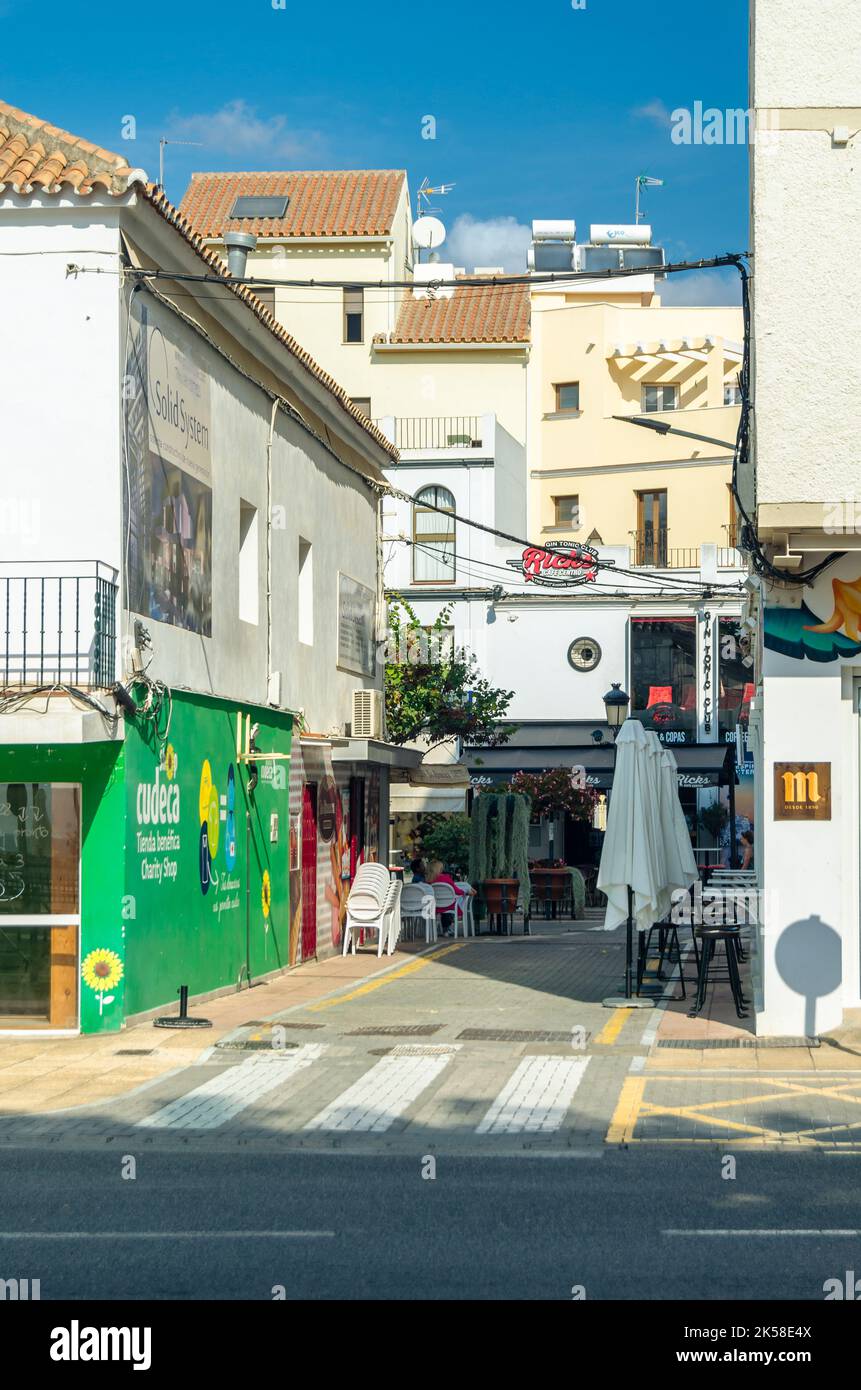 ESTEPONA, SPAIN - OCTOBER 12, 2021: Streets in Estepona, typical ...
