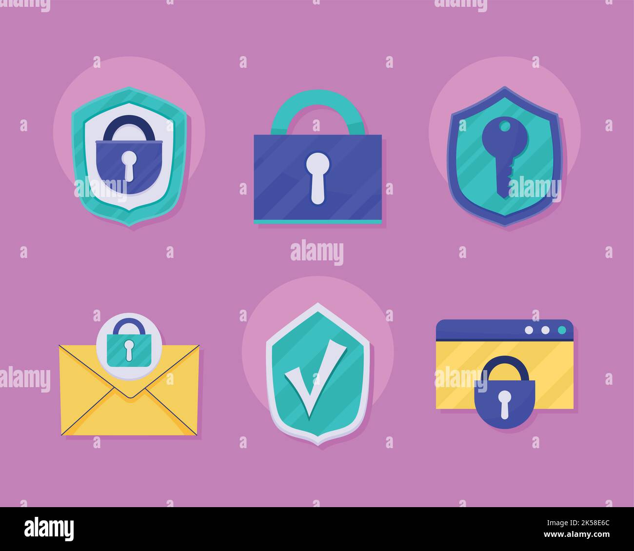six cyber security set icons Stock Vector Image & Art - Alamy