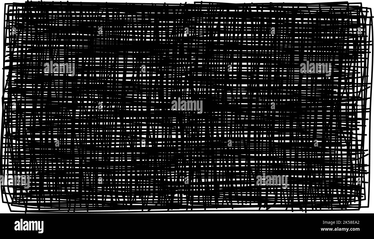 Grungy scribble rectangle banner, hand drawn with thin line, isolated ...
