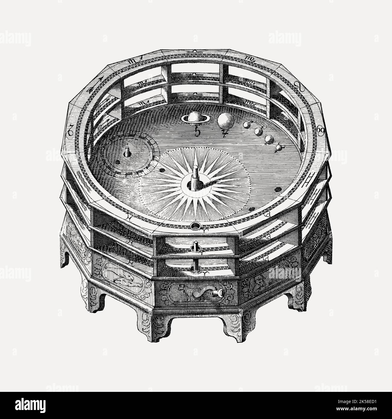 Vintage planetarium hand drawn clipart, astrology illustration vector ...