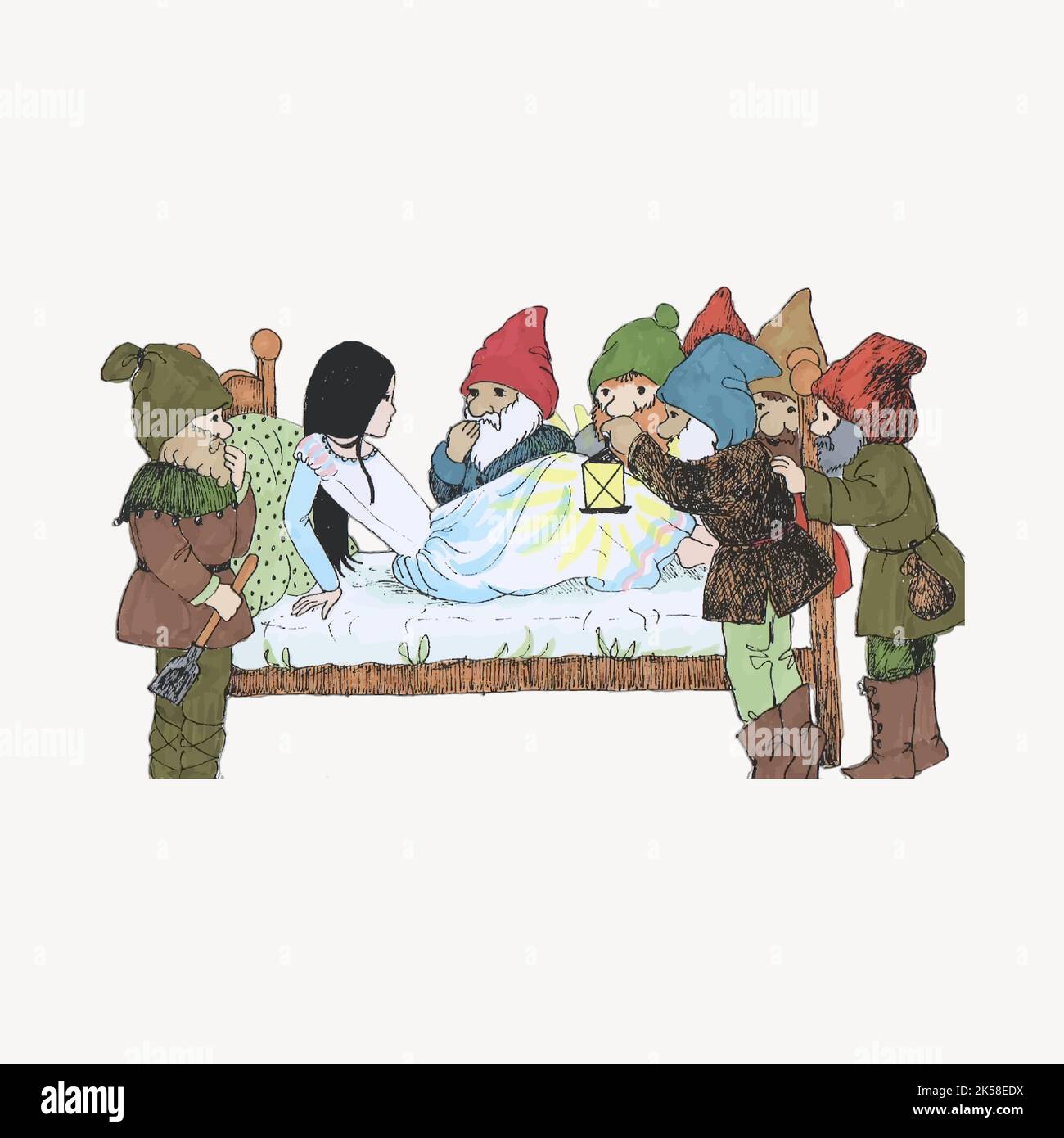 Snow White clipart, 7 dwarfs cartoon illustration vector Stock Vector ...