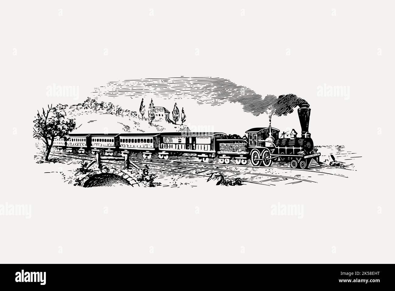 Steam locomotive hand drawn clipart hi-res stock photography and images - Alamy