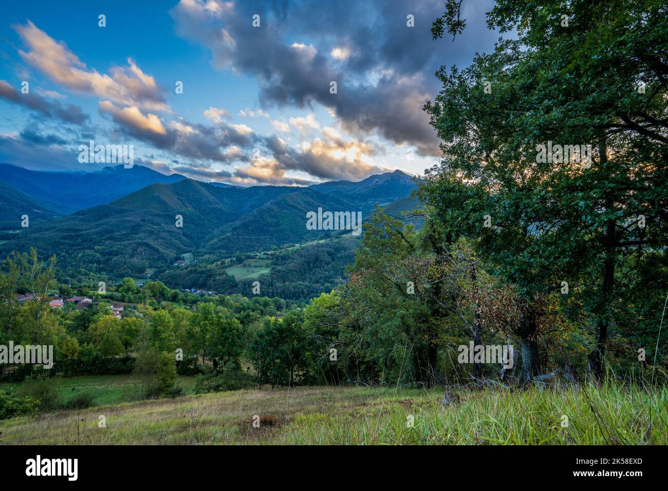 View of the town of Berruenu in Teberga, Teverga, in Las Ubinas La Mesa ...