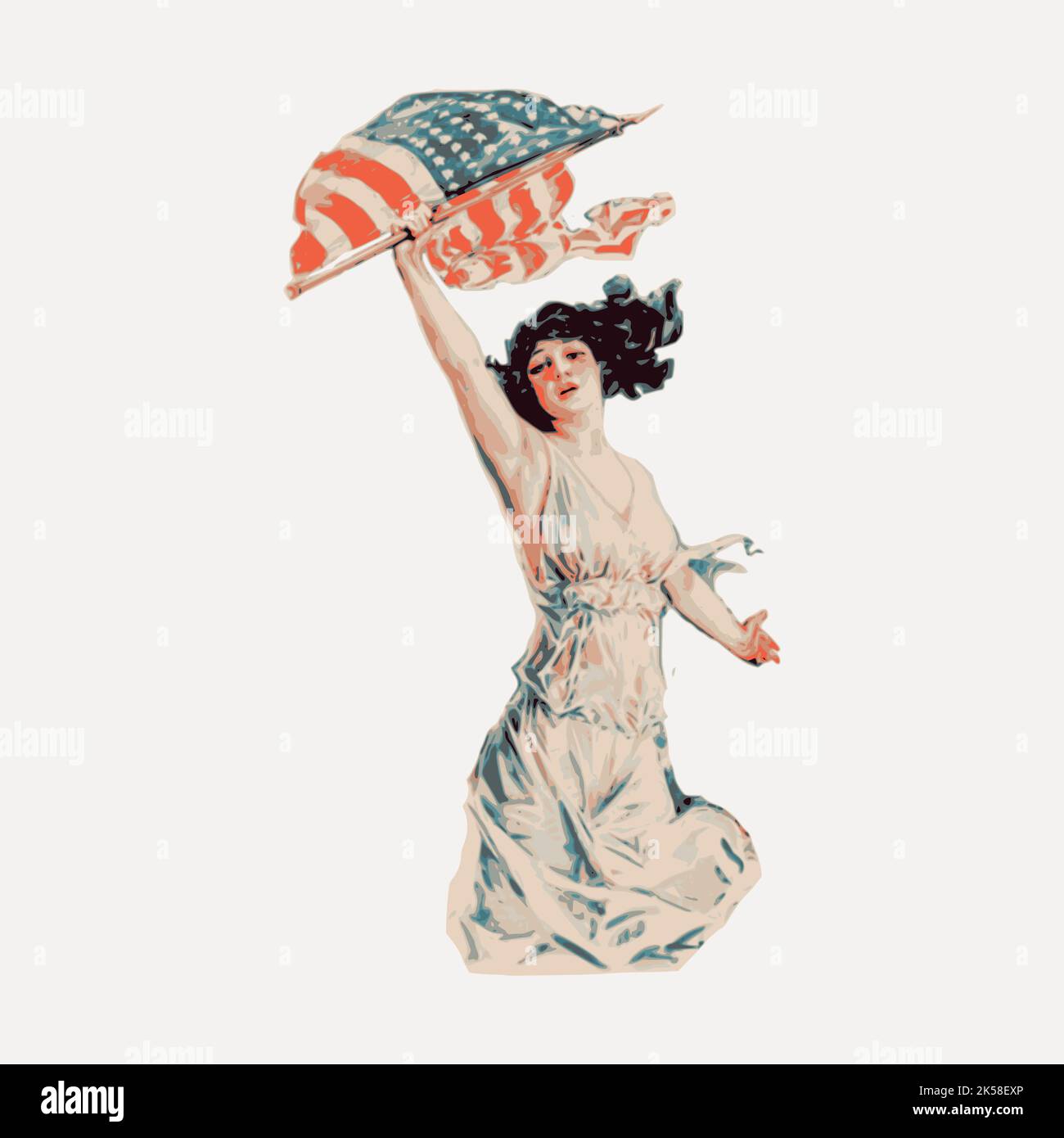 American flag lady clipart, patriot illustration vector Stock Vector ...