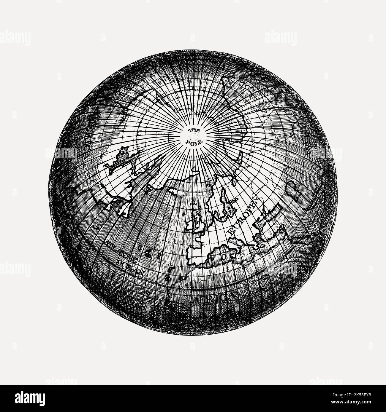 Earth globe hand drawn clipart, map illustration vector Stock Vector ...
