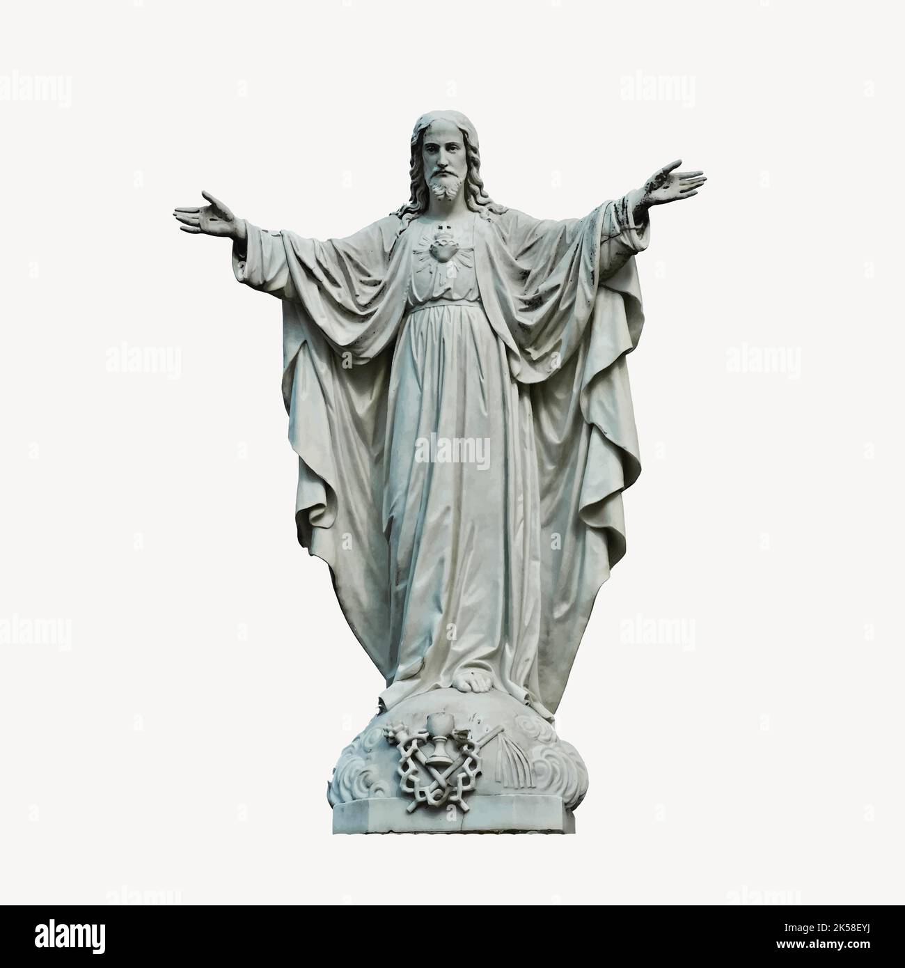 Jesus statue clipart, vintage religious vector Stock Vector Image & Art ...