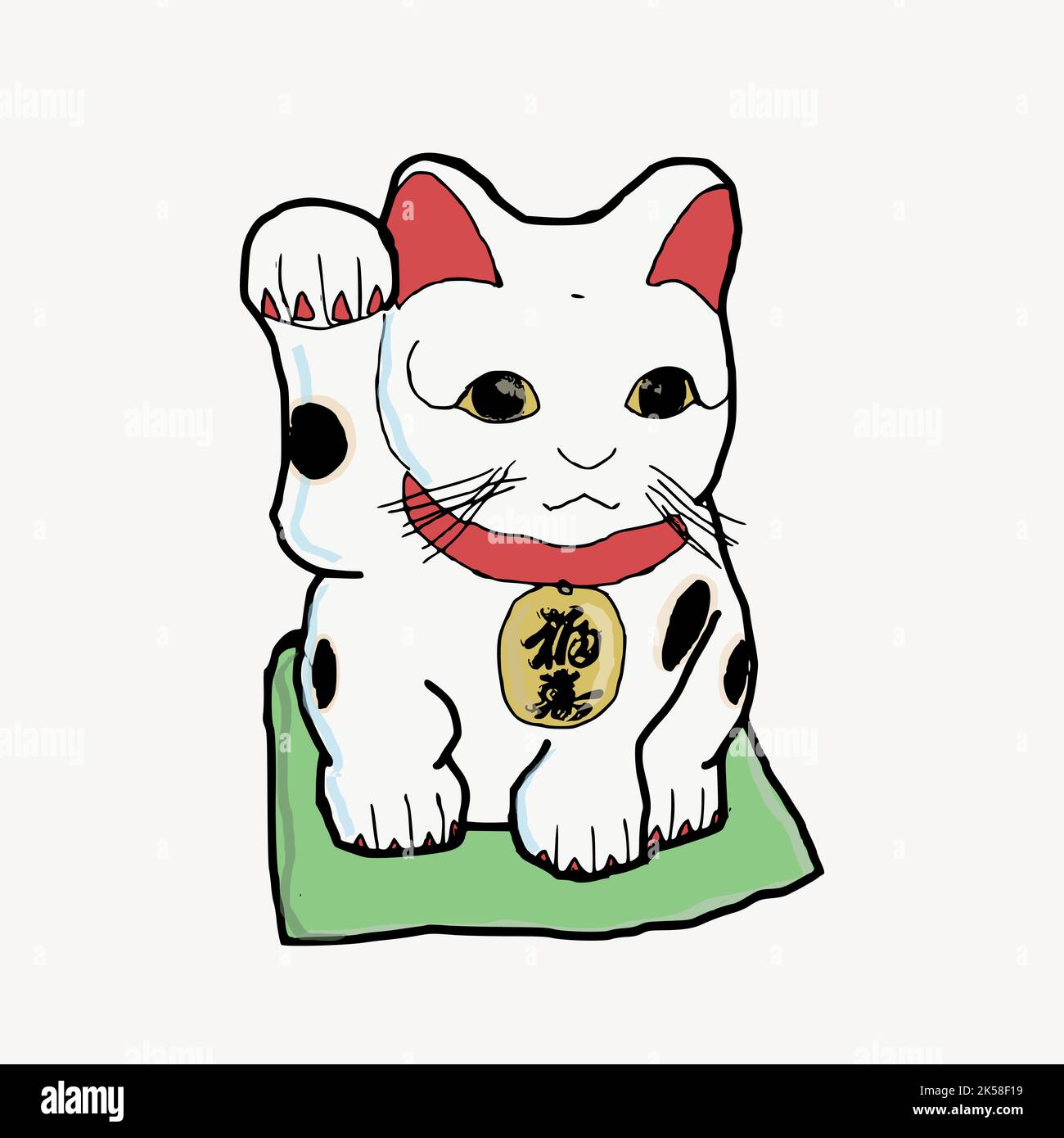 Maneki Neko Clipart Japanese Lucky Cat Figurine Illustration Vector Stock Vector Image And Art