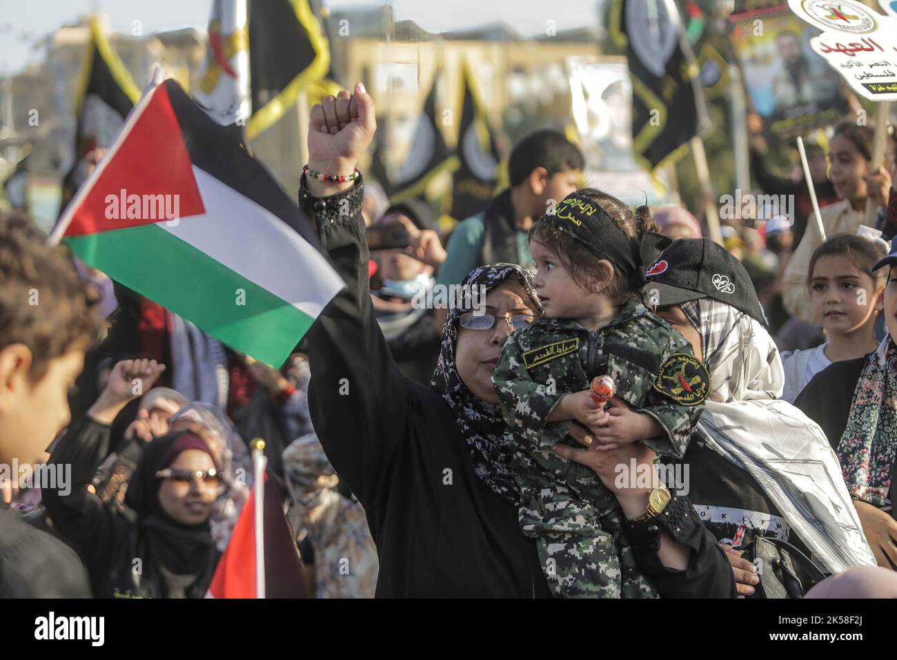 Palestinian Islamic Jihad supporters attend the rally marking the 35th ...