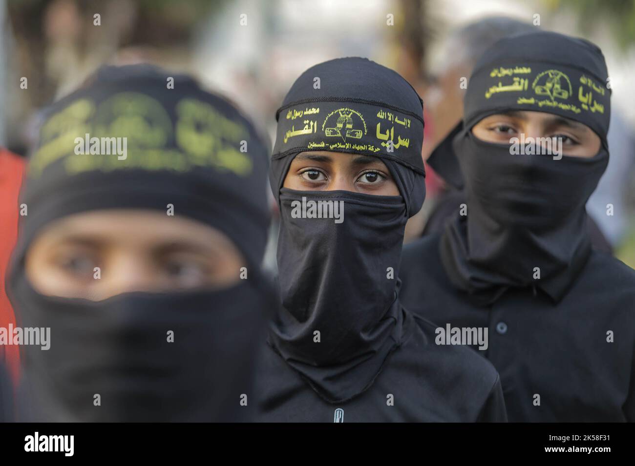 Palestinian Islamic Jihad supporters attend the rally marking the 35th ...