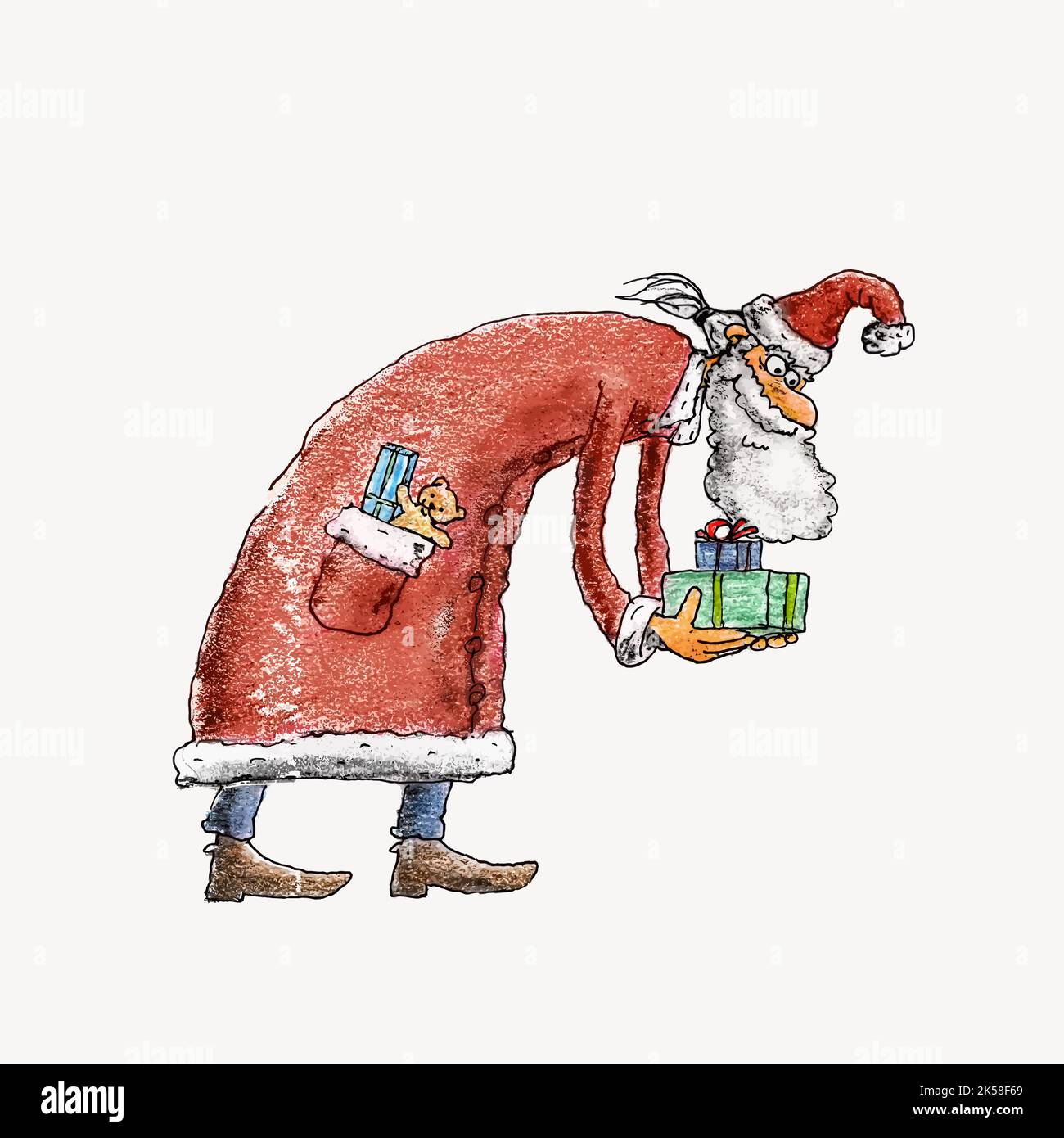 Santa Claus drawing clipart, Christmas character hand drawn vector ...
