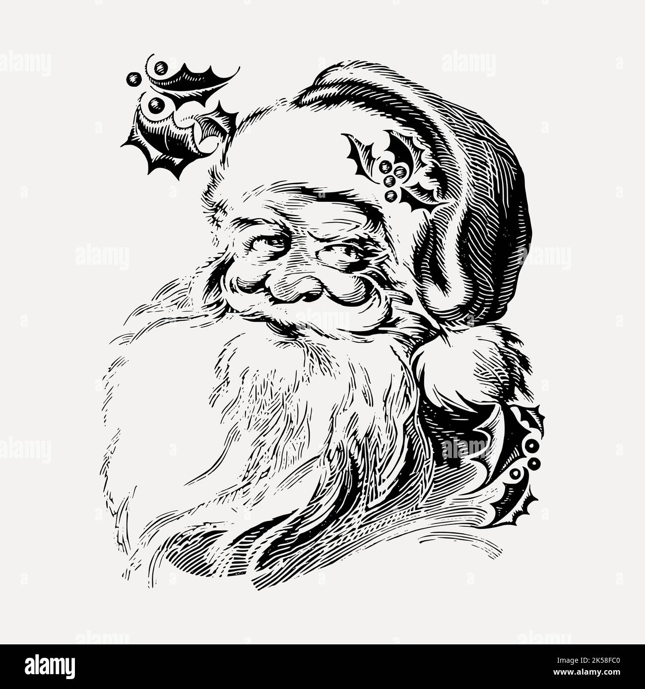 Vintage santa hand drawn clipart hi-res stock photography and images ...