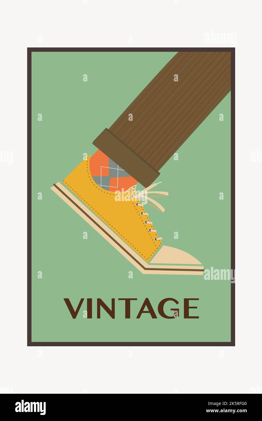 Vintage shoe poster background, fashion illustration vector Stock ...