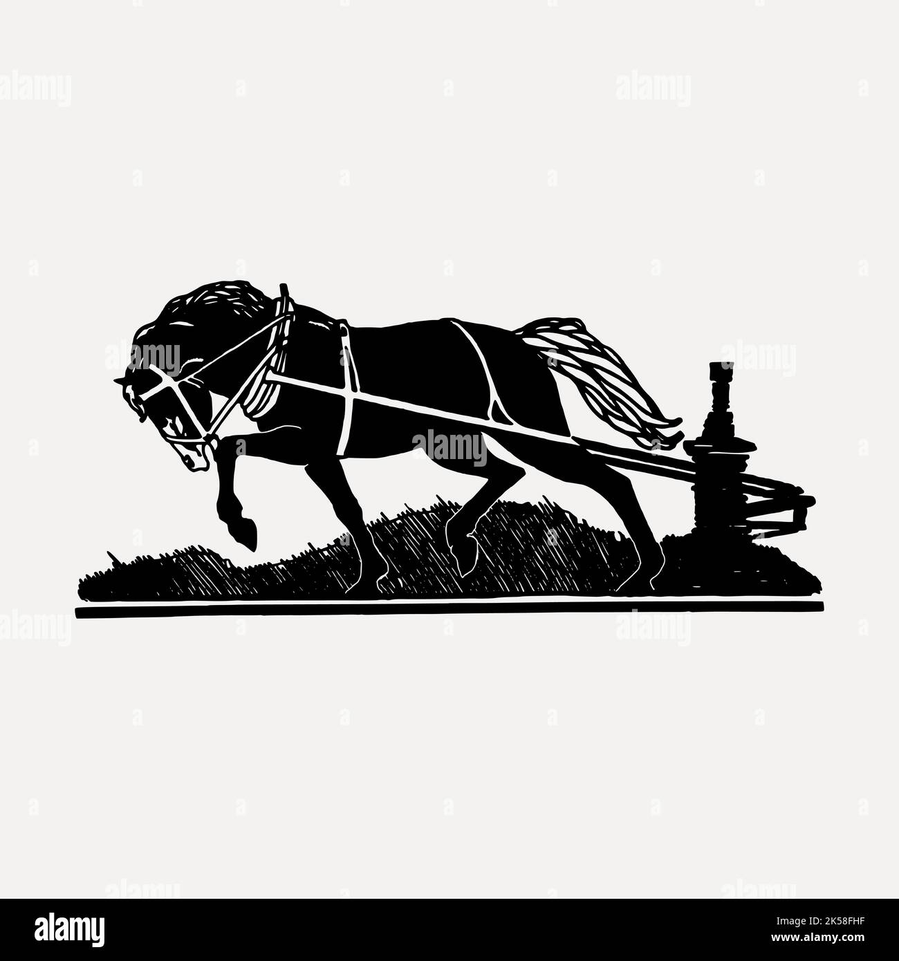 Draft horse hand drawn clipart, farm animal illustration vector Stock ...