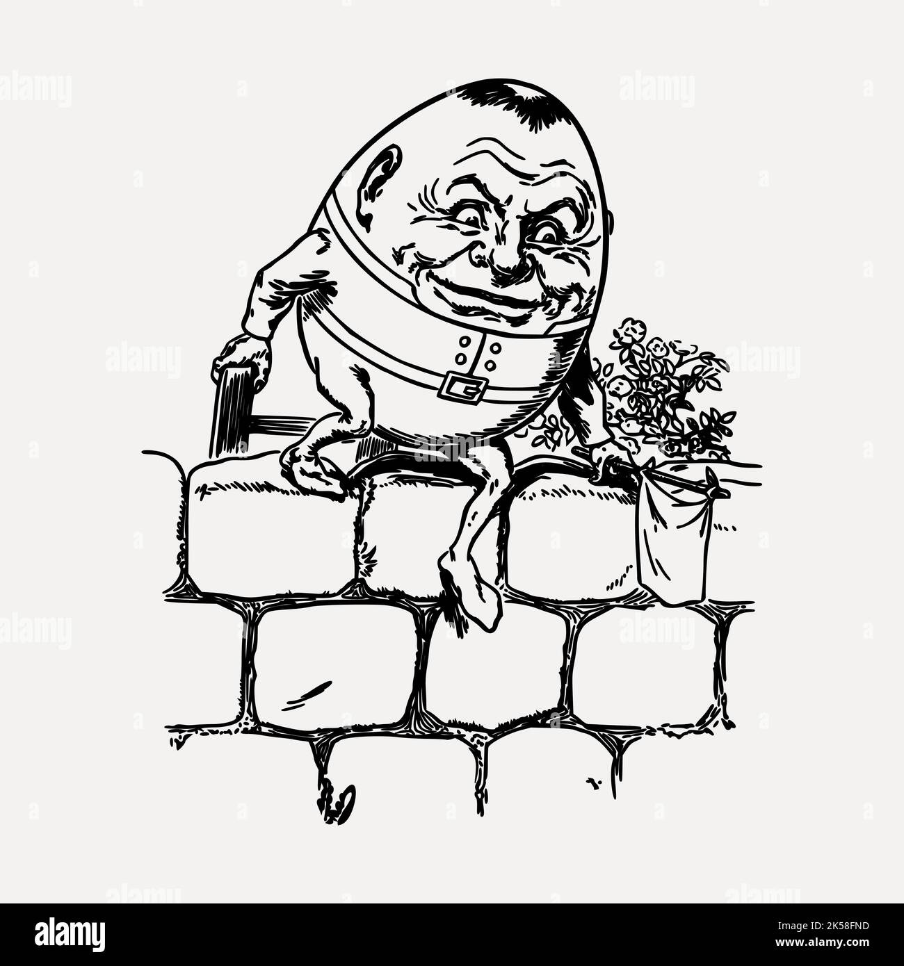 Humpty Dumpty hand drawn clipart, cartoon character illustration vector ...