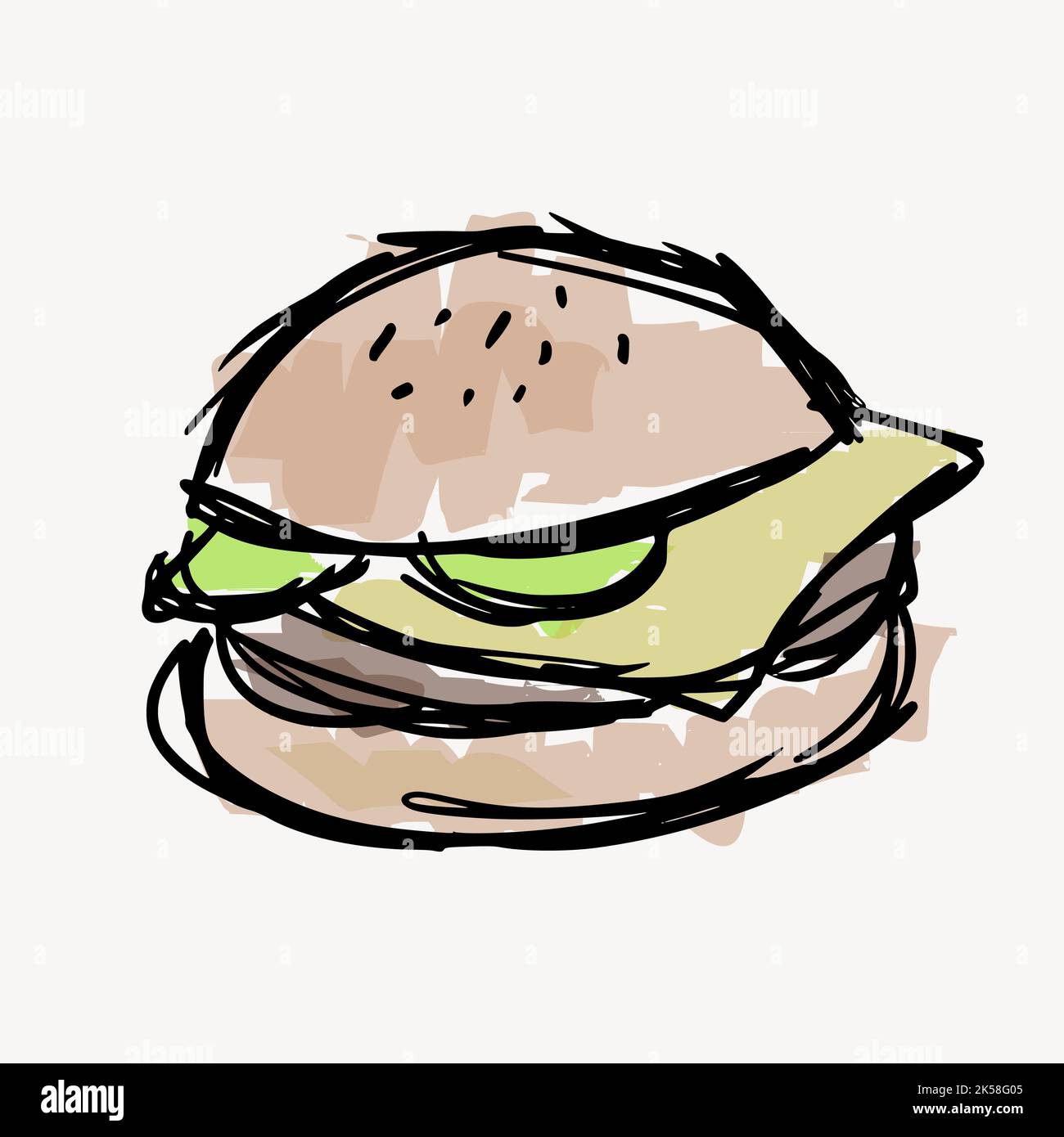 Cheeseburger meal doodle, illustration vector Stock Vector Image & Art ...