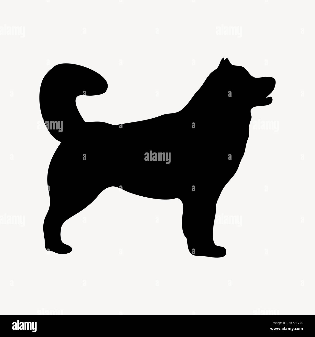Siberian Husky dog silhouette clipart, animal illustration in black ...