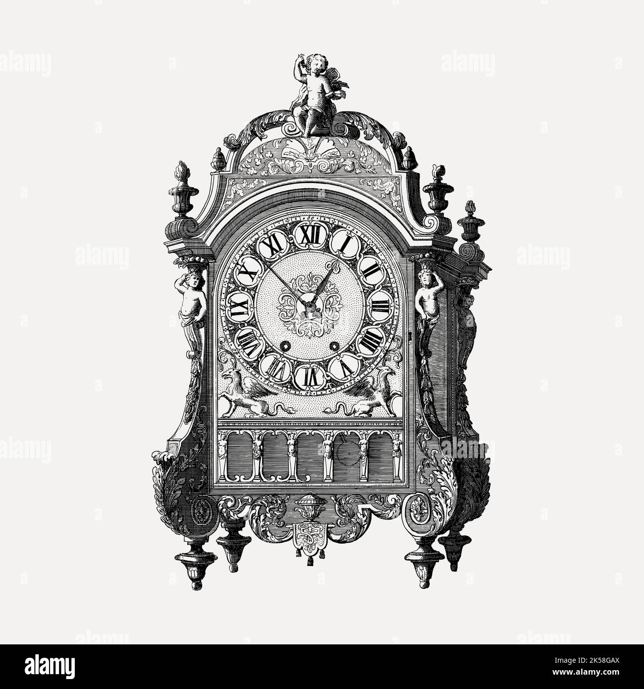 Mechanical clock hand drawn clipart hi-res stock photography and images ...