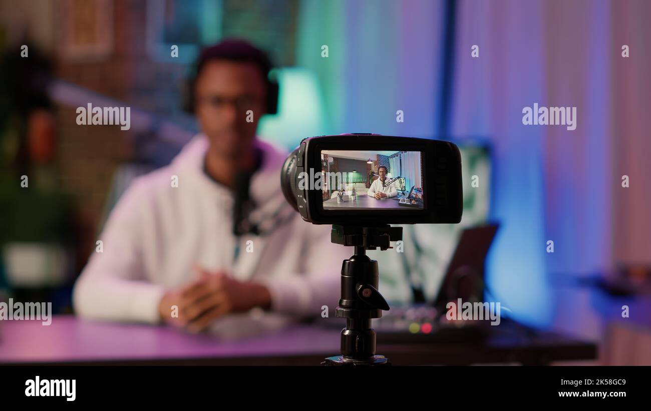 Selective focus on digital video camera screen recording african ...