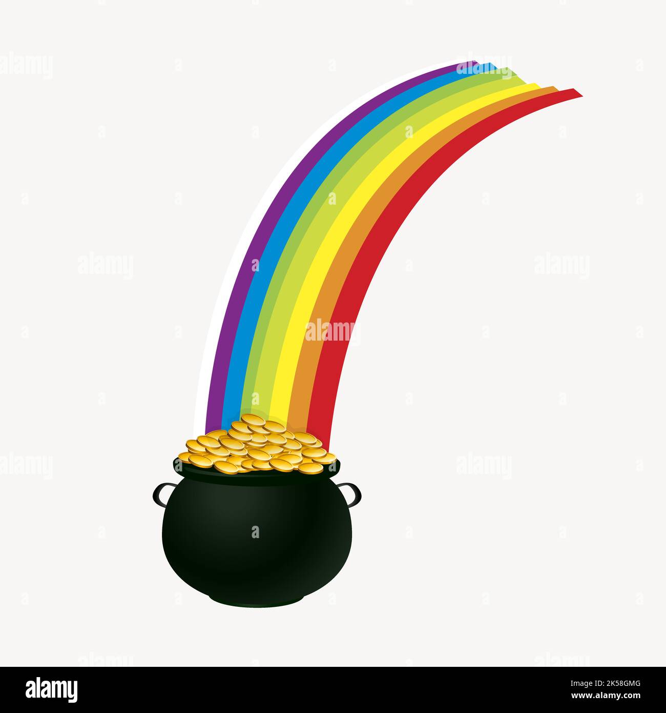 Gold pot rainbow clipart, St. Patrick's Day illustration vector Stock ...