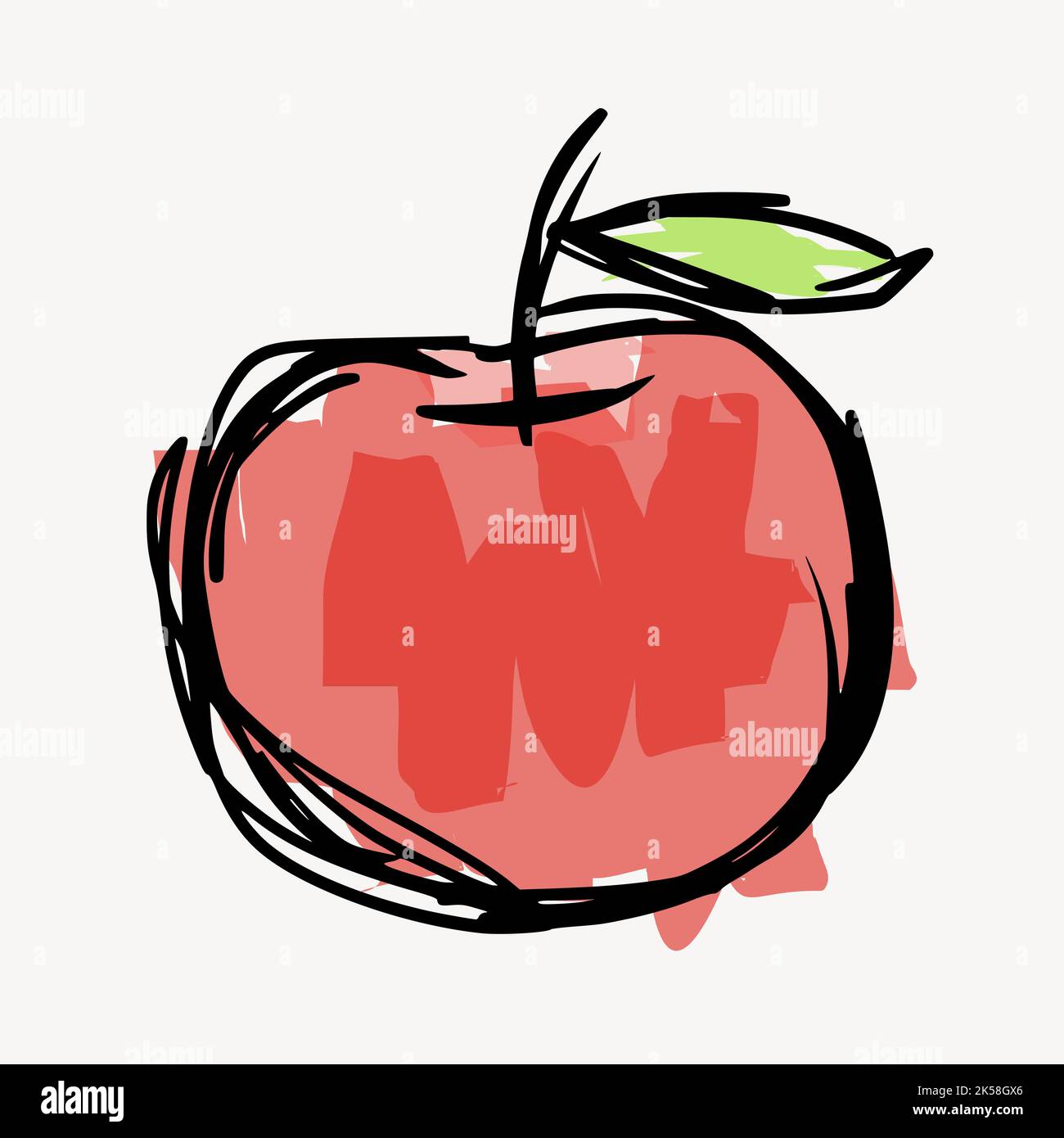 Apple fruit doodle, food illustration vector Stock Vector Image & Art ...