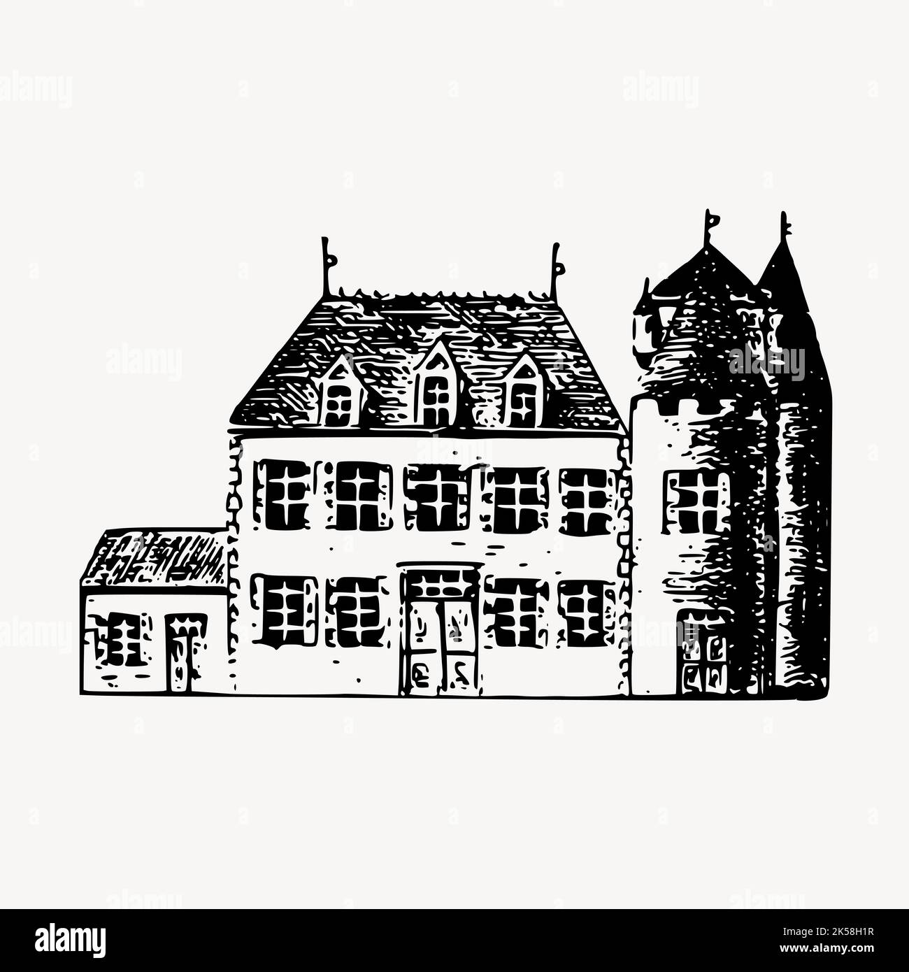 Chateau castle clipart, vintage architecture illustration vector Stock Vector Image & Art - Alamy