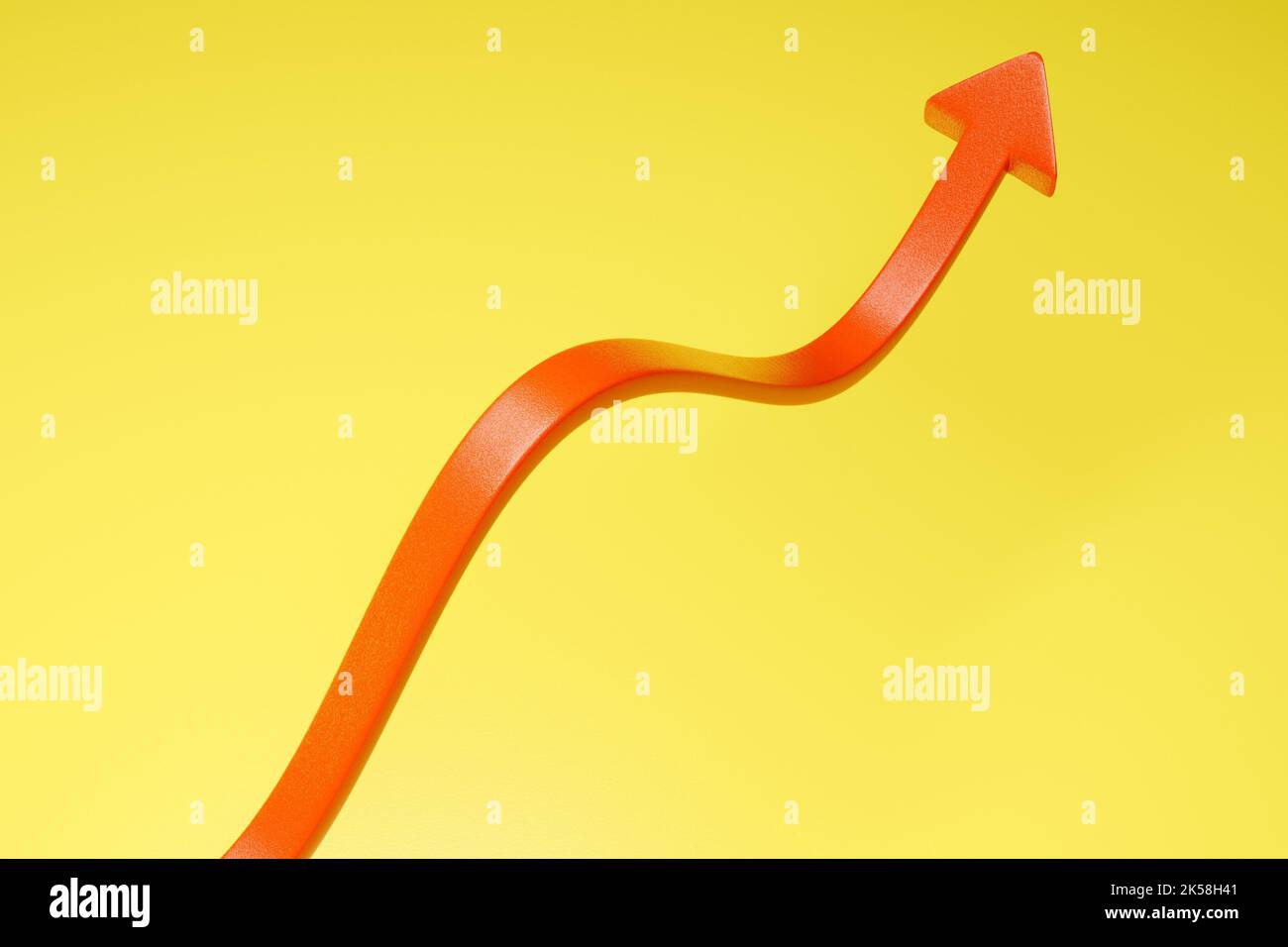 Red arrow wave graph on yellow background 3d render Stock Photo - Alamy
