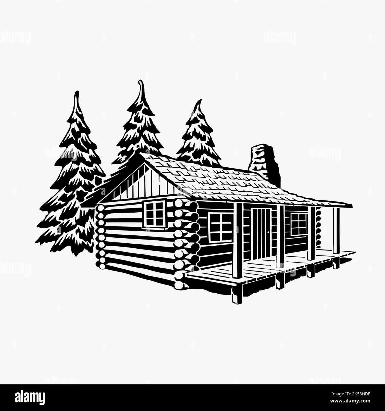 Cabin in woods, nature illustration vector Stock Vector Image & Art - Alamy