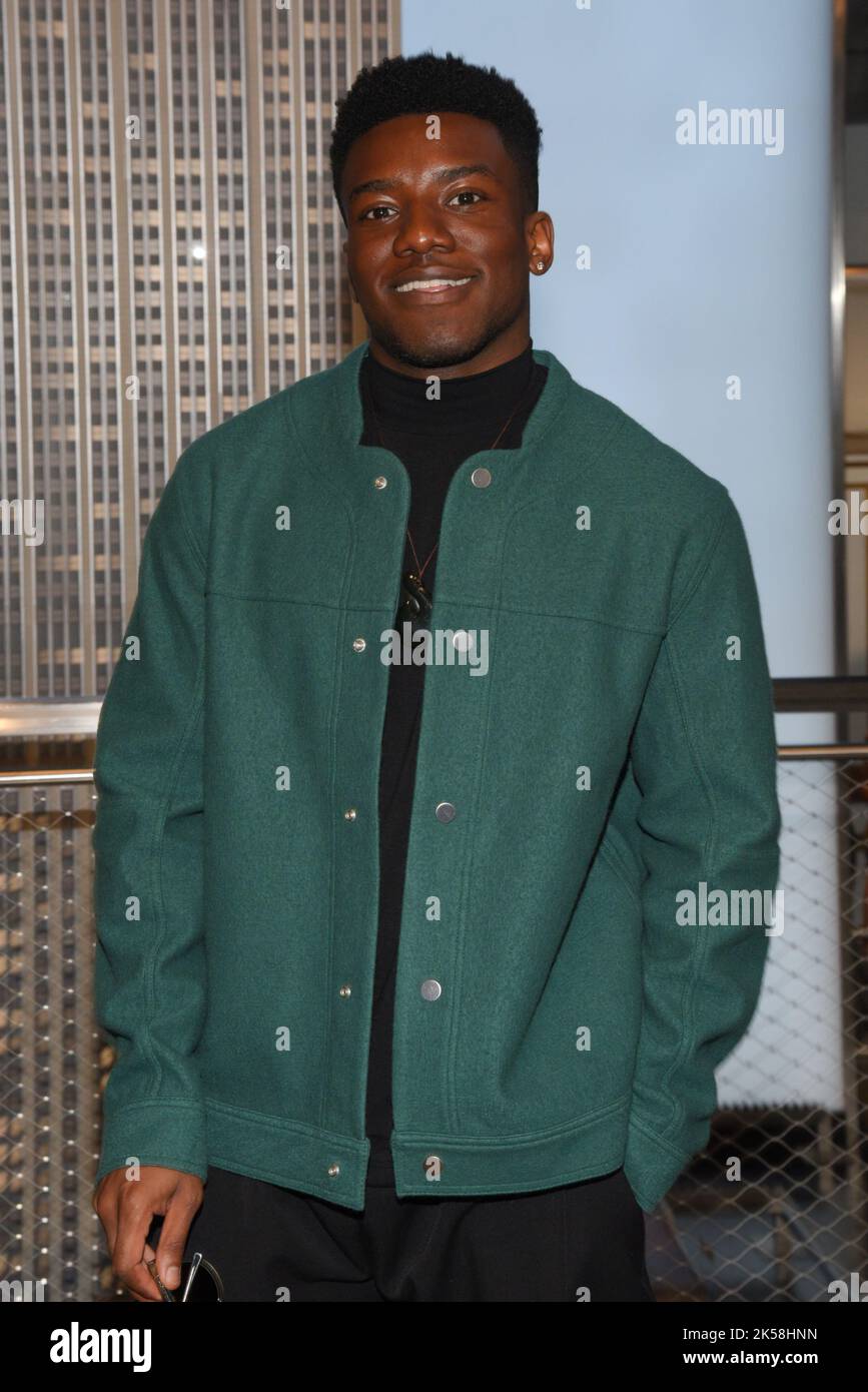 New York, US - 06 Oct 2022, Chibuikem Uche visits the Empire State Building to celebrate season ...