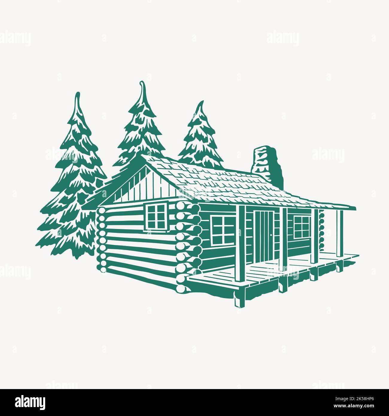 Cabin in woods, nature illustration vector Stock Vector Image & Art - Alamy