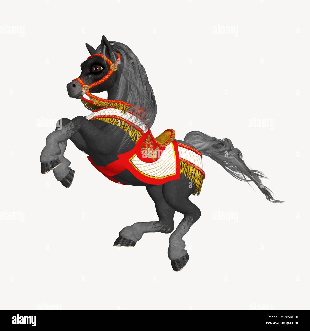 Rearing pony clipart, vintage animal illustration vector Stock Vector ...