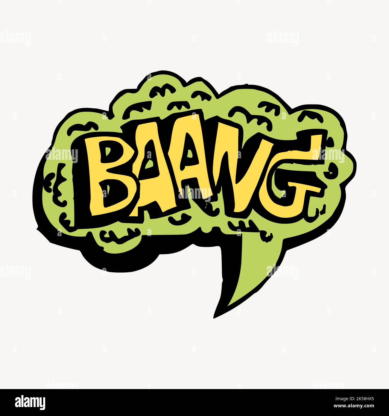 Baang speech bubble word sticker doodle, illustration vector Stock ...