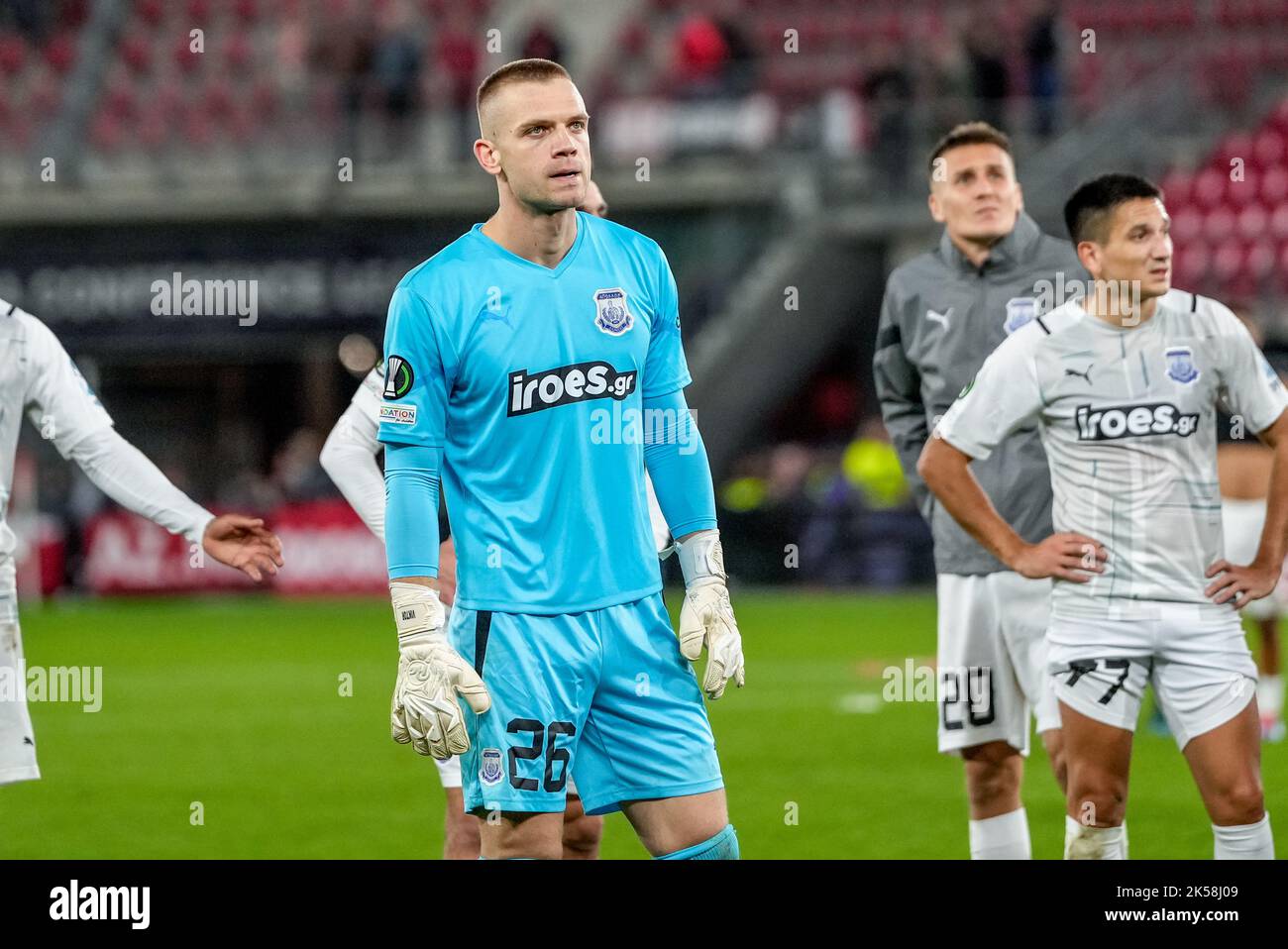 ALKMAAR, NETHERLANDS - OCTOBER 6: goalkeeper Aleksandar Jovanovic of Apollon during the UEFA ...