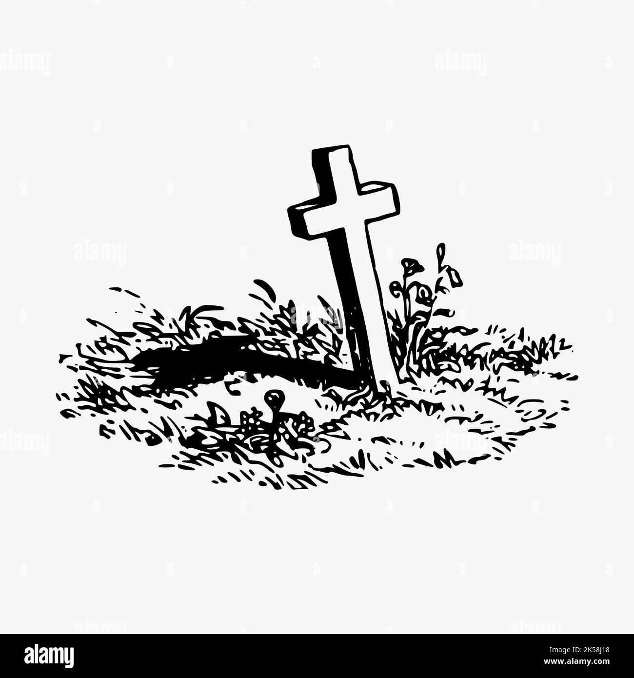 Graveyard cross clipart, vintage religion illustration vector Stock Vector Image & Art - Alamy