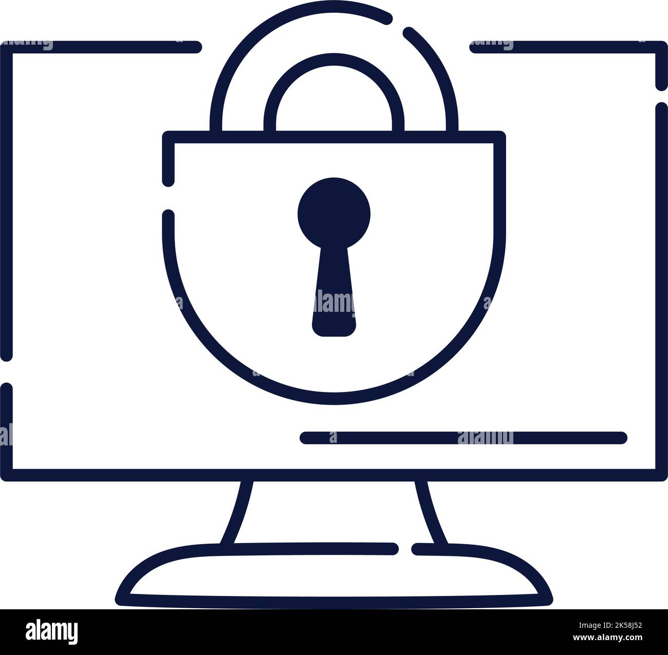 Desktop And Padlock Cyber Security Icon Stock Vector Image And Art Alamy