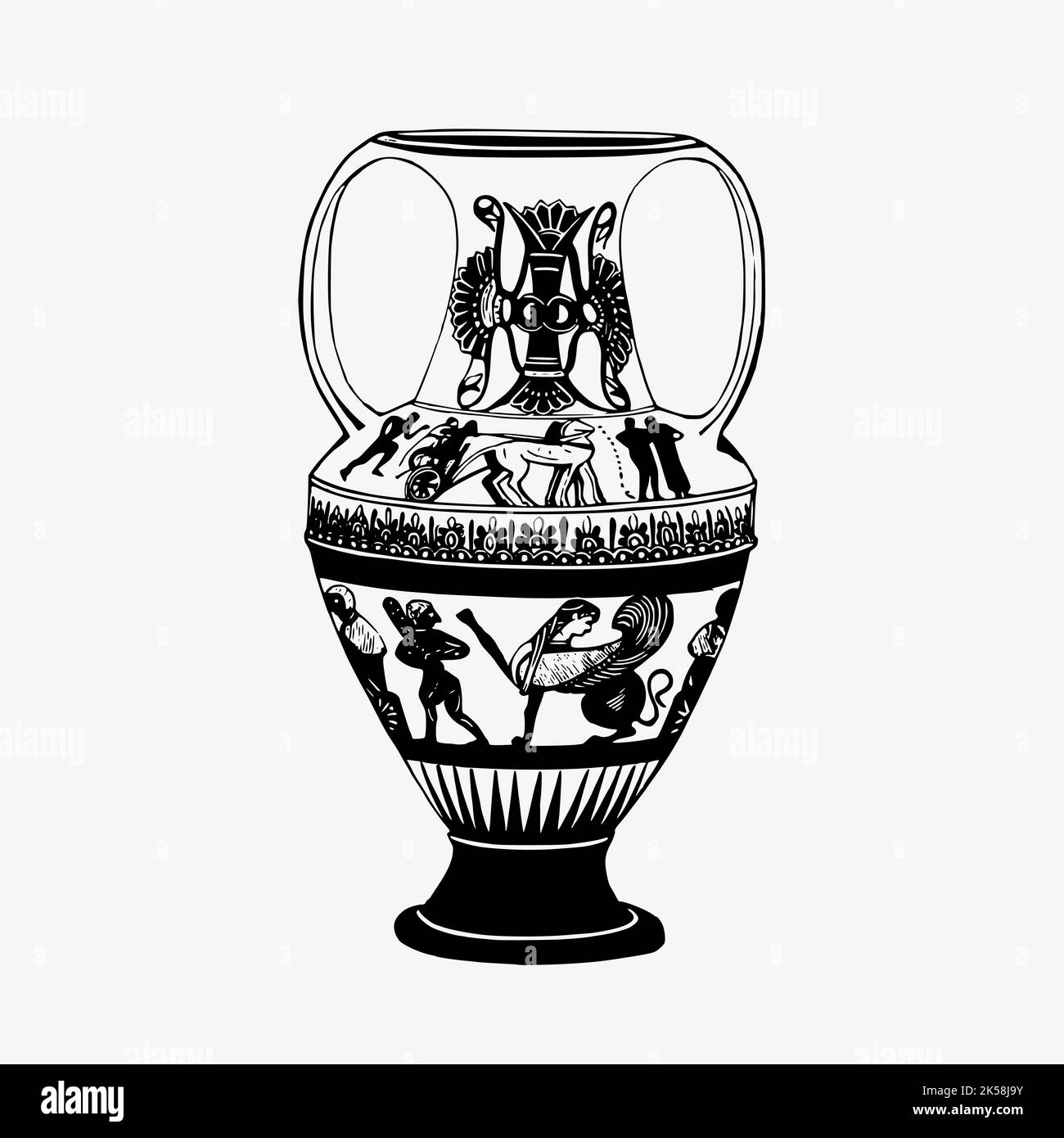 Greek Roman vase clipart, antique object illustration vector Stock ...