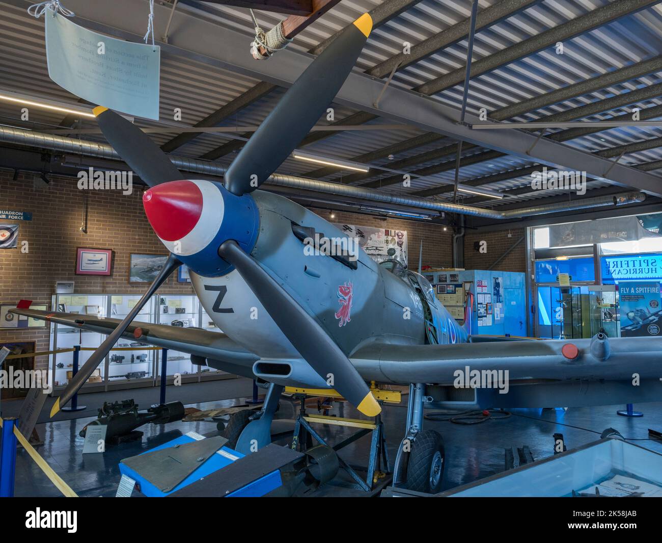 A 1944 Supermarine Spitfire Mk. XVIe (LF) TB752 on display in the Spitfire and Hurricane ...