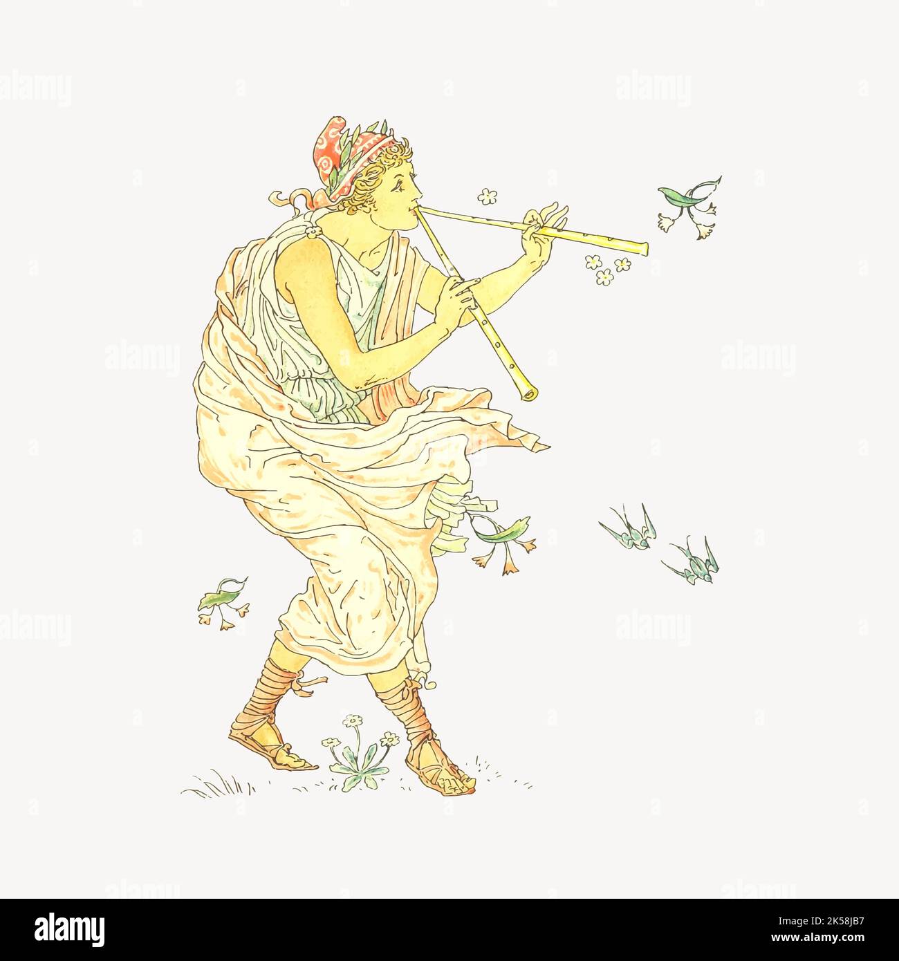 Vintage piper clipart, character illustration vector Stock Vector Image ...