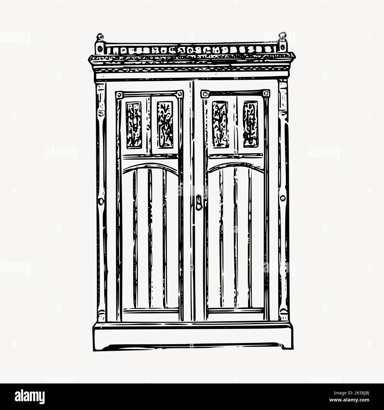 Closet drawing, vintage furniture illustration vector Stock Vector ...