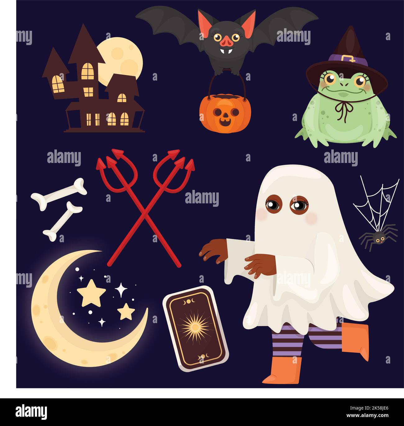 halloween mask elements collection vector design illustration Stock ...