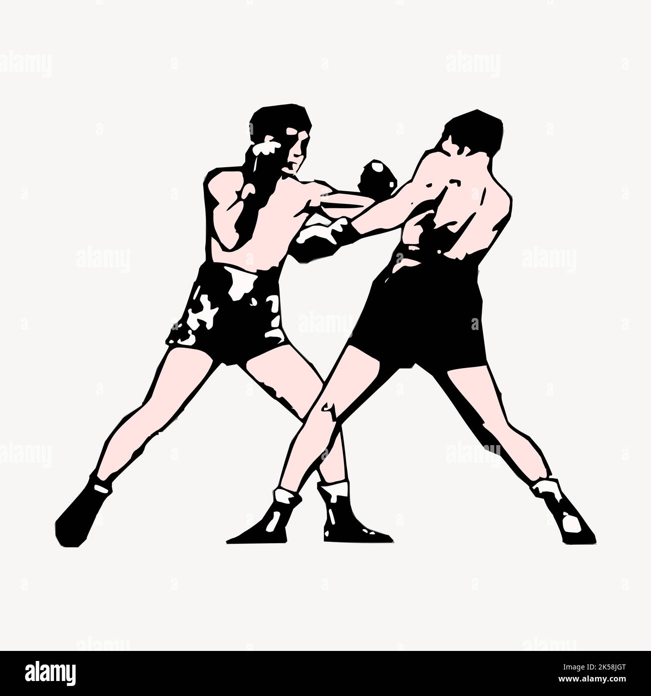 Boxers fighting collage element, vintage sport illustration vector ...