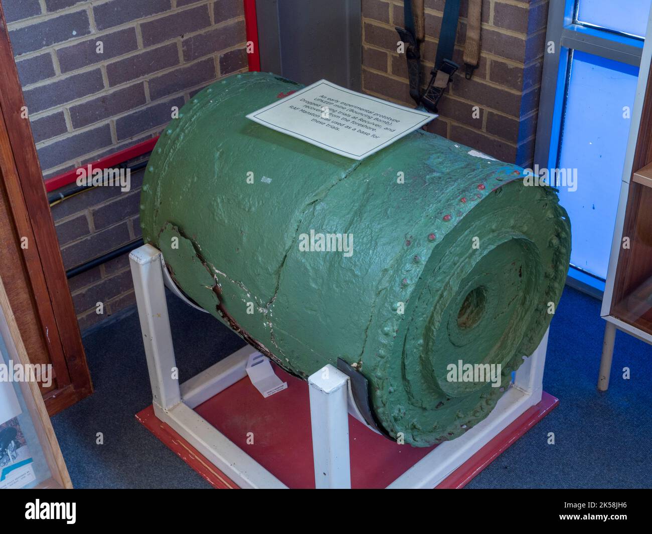 An early experimental prototype of the UPKEEP mine (bouncing bomb) in ...