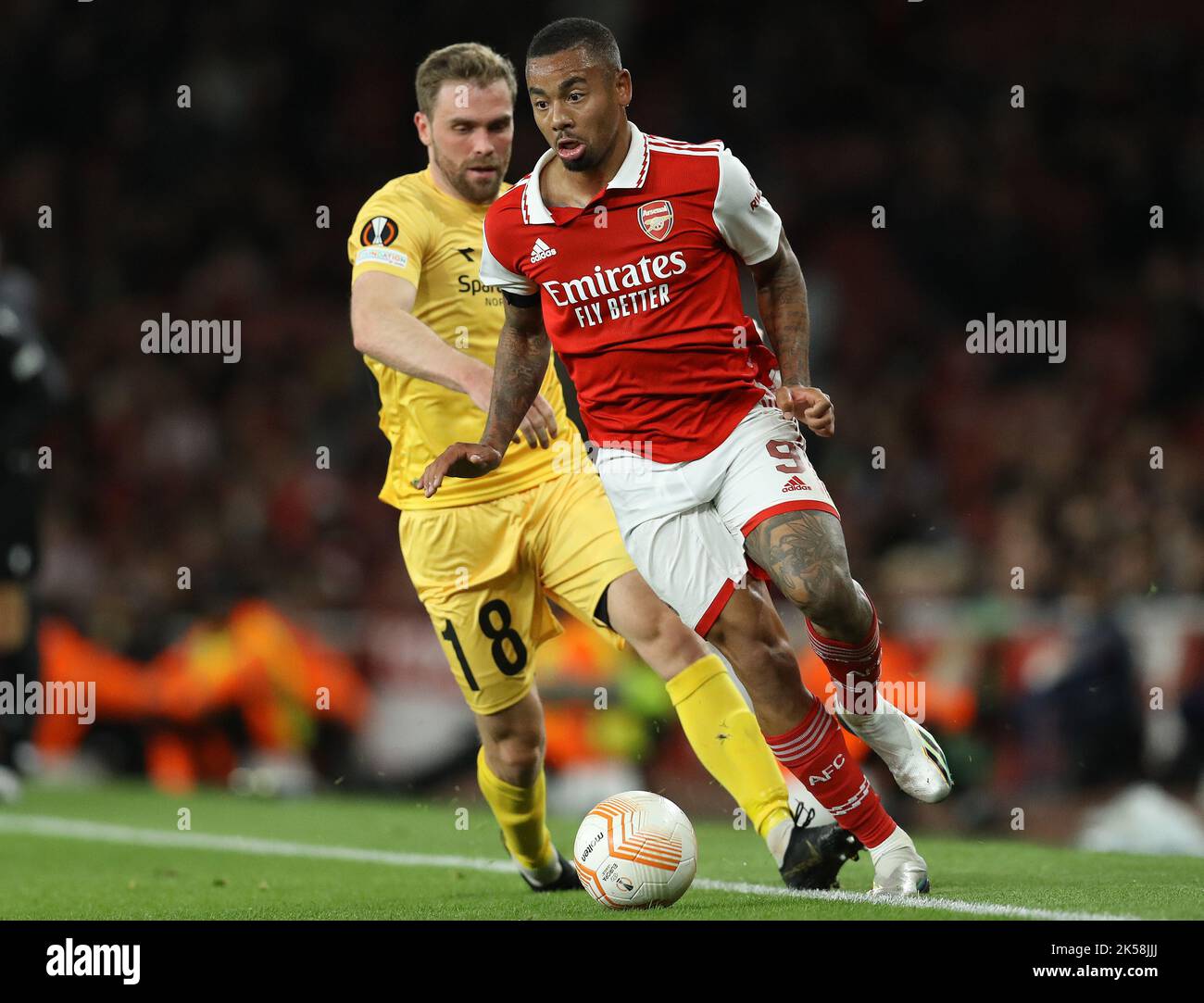 London, England, 6th October 2022. Gabriel Jesus of Arsenal is ...