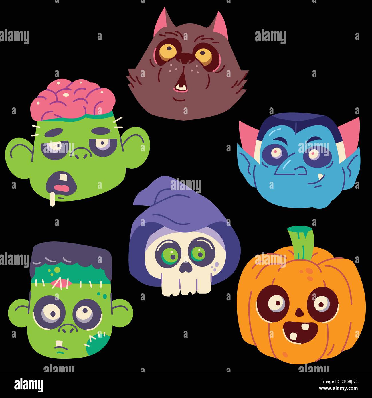 halloween character elements collection vector design illustration ...