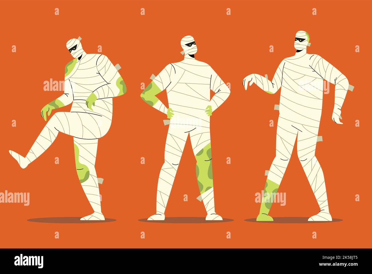 hand drawn halloween mummies collection vector design illustration ...