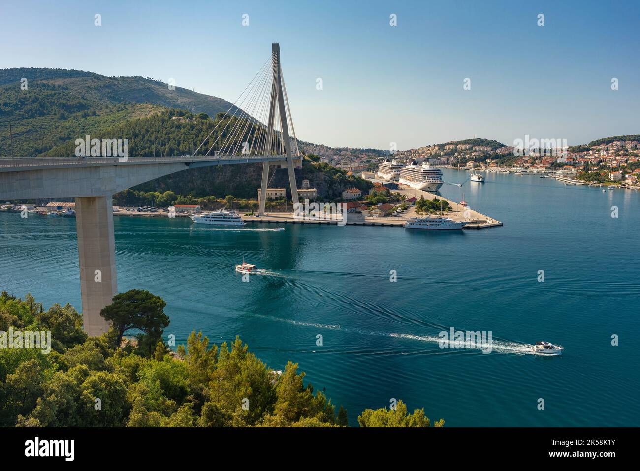 DUBROVNIK, CROATIA - Dr. Franja Tudmana bridge, a cable-stayed bridge ...