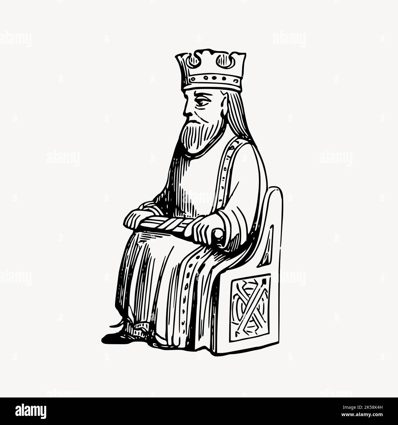 Medieval king cartoon clipart, vintage character illustration vector ...
