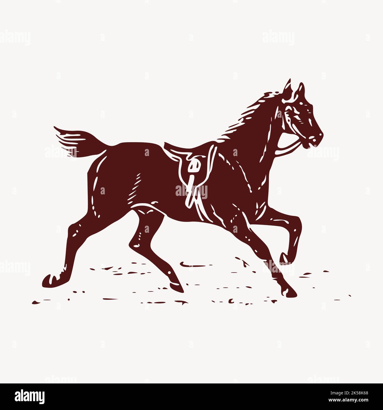 Running horse sticker, vintage animal illustration vector Stock Vector ...
