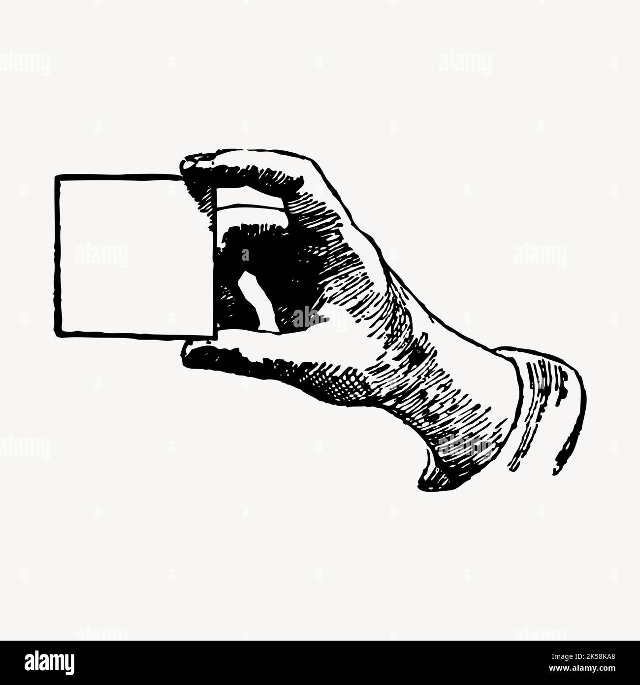Hand holding card drawing, vintage illustration vector Stock Vector ...