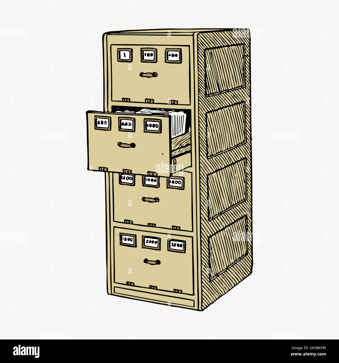 File cabinet collage element, vintage furniture illustration vector ...