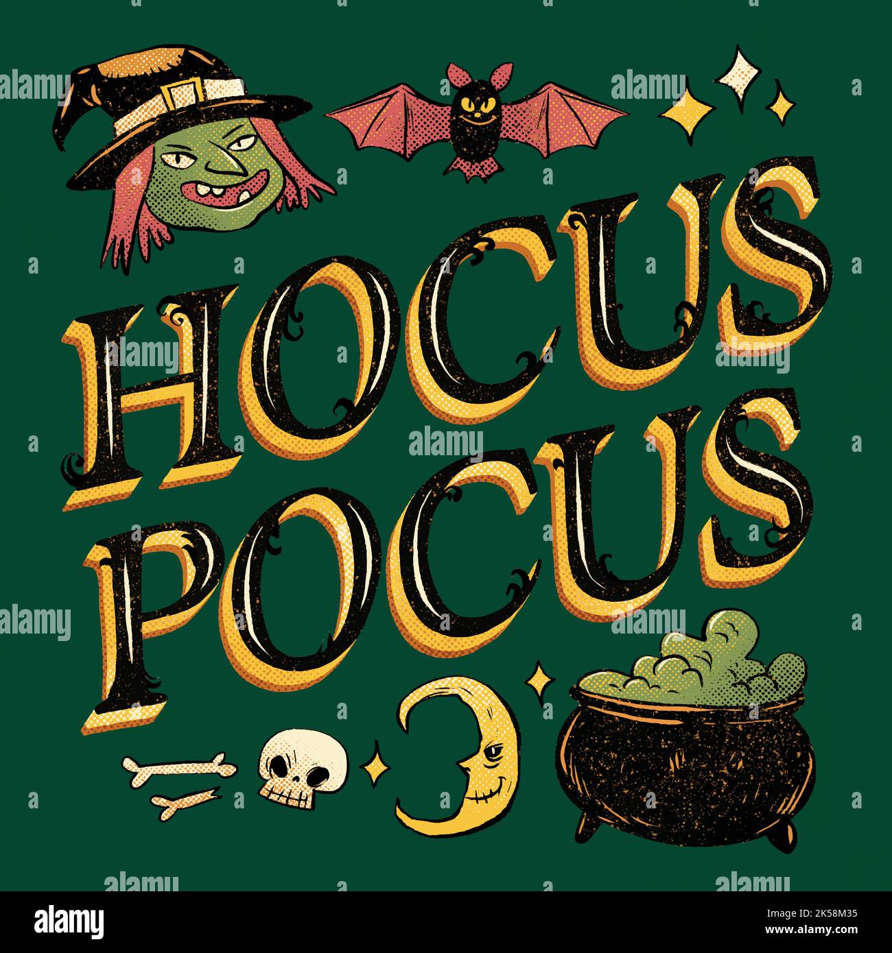 halloween celebration hocus pocus lettering vector design illustration ...